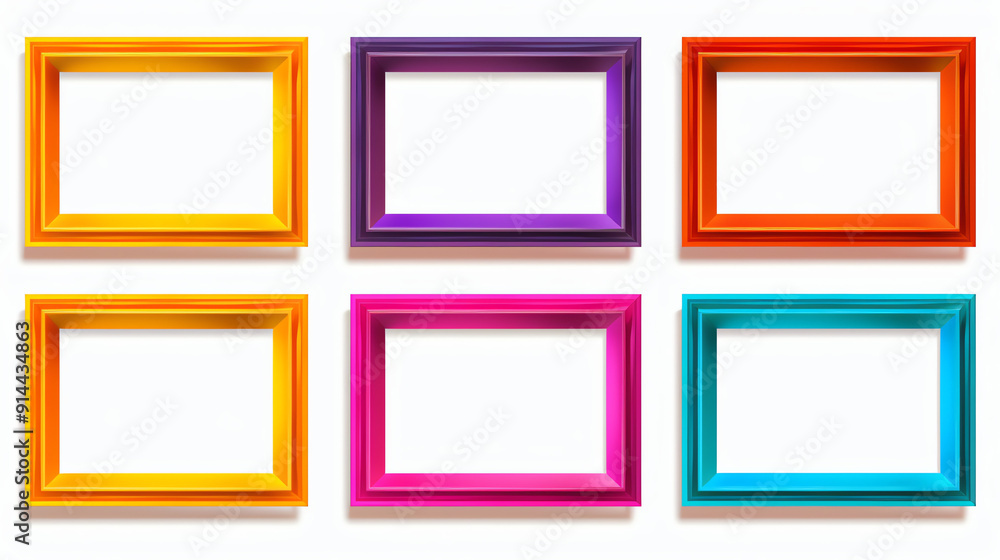 square frames of various colors, arranged in a grid of three rows and ...