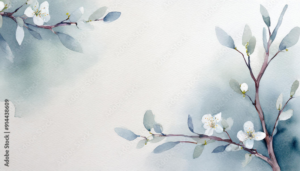 Greeting card template watercolor painting illustration of a delicate ...