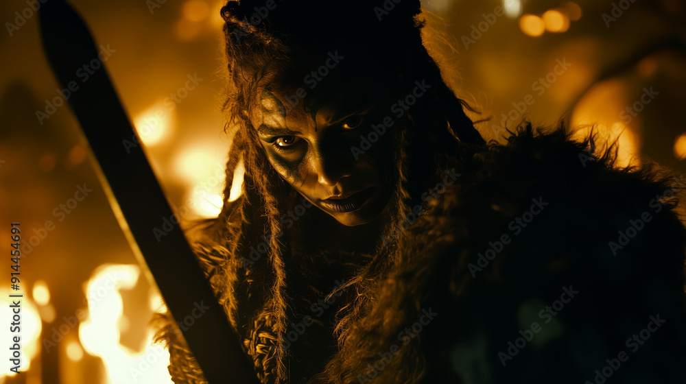 Viking Warrior, Commanding Fire and Shadows, Embodying the Fierce ...