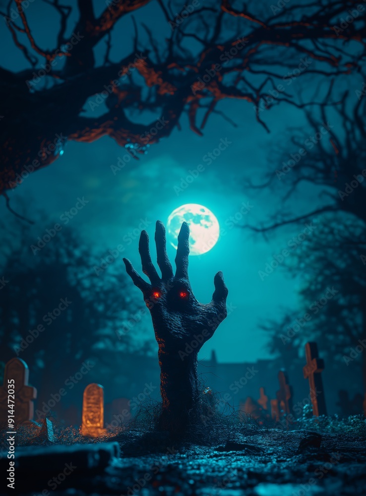 Zombie hand emerging from the ground, horror, resurrection, and the ...