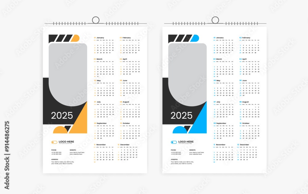 one page calendar design template for 2025 year Stock Vector | Adobe Stock