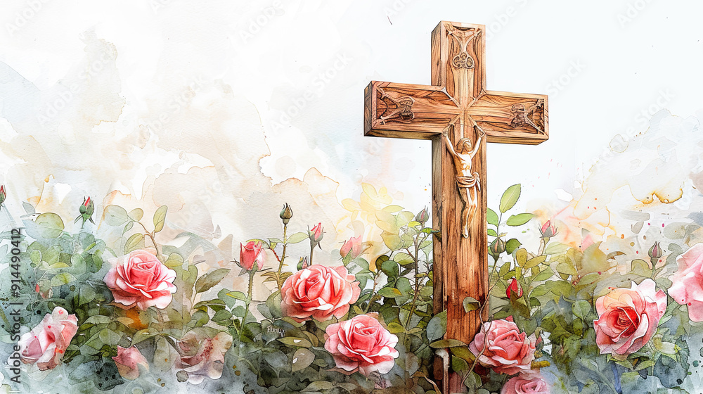 Christian cross faith jesus christ rose flowers religion easter ...