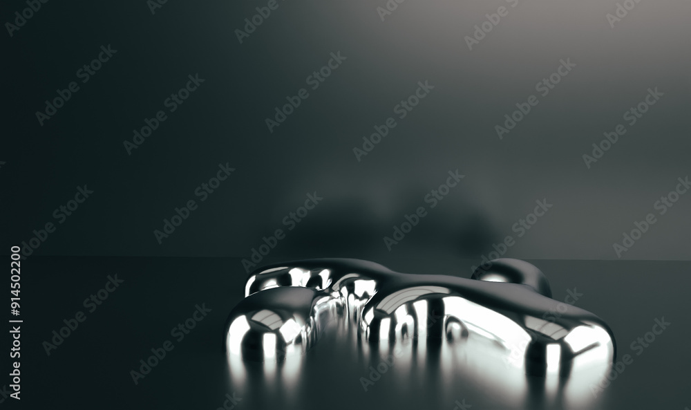liquid mercury with reflection on black background Stock Illustration ...