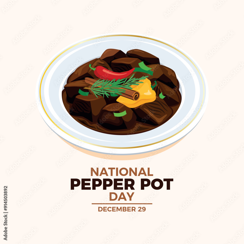 National Pepper Pot Day poster vector illustration. Pepperpot food with ...