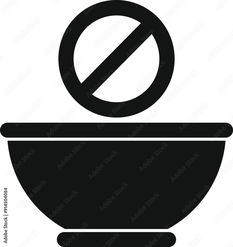 Black silhouette of an empty bowl with a stop sign, representing the ...