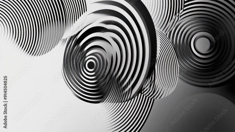 Geometric circles overlaying black and white stripe lines, perfect for ...