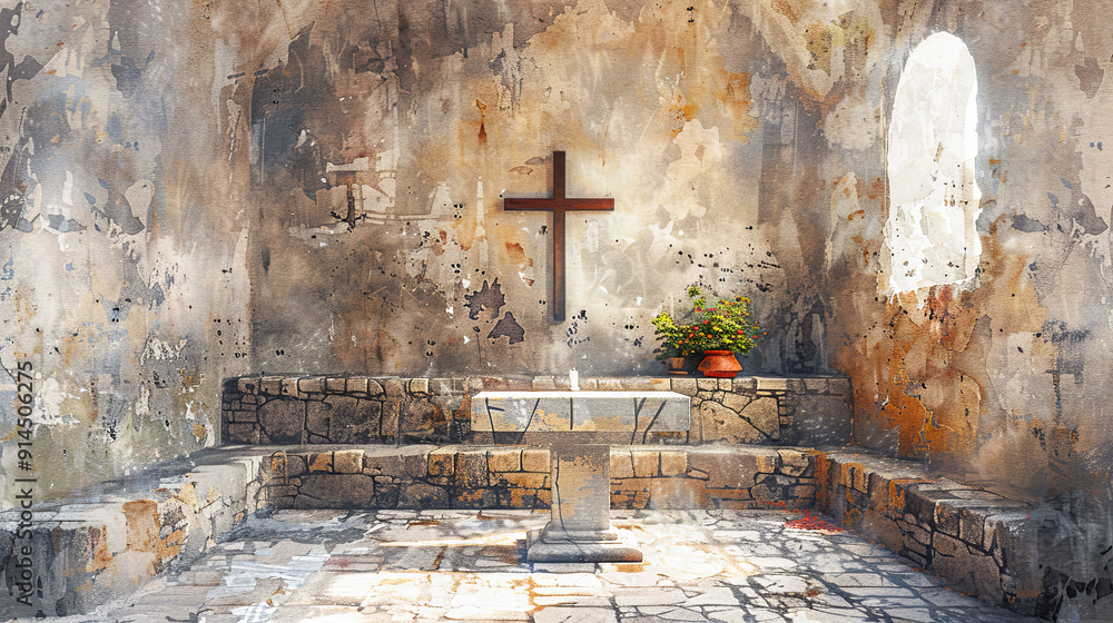 Old church interior architecture ancient building religion cross ...