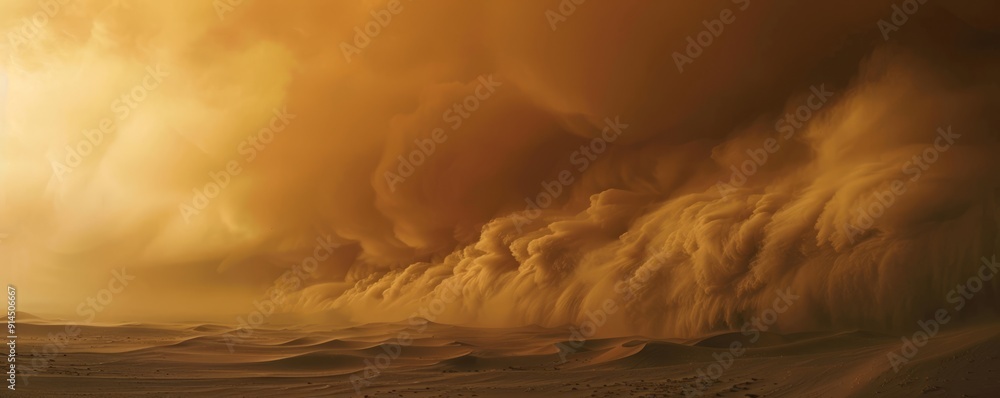 Powerful sandstorm engulfing a desert oasis, 4K hyperrealistic photo ...