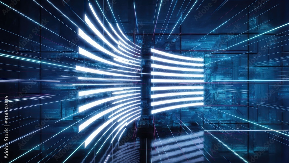 Abstract digital glitch with signal distortion and technology ...