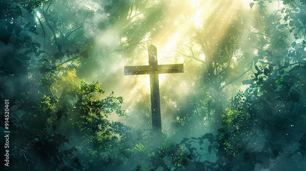 Christian cross in forest faith religion god christianity spiritual ...
