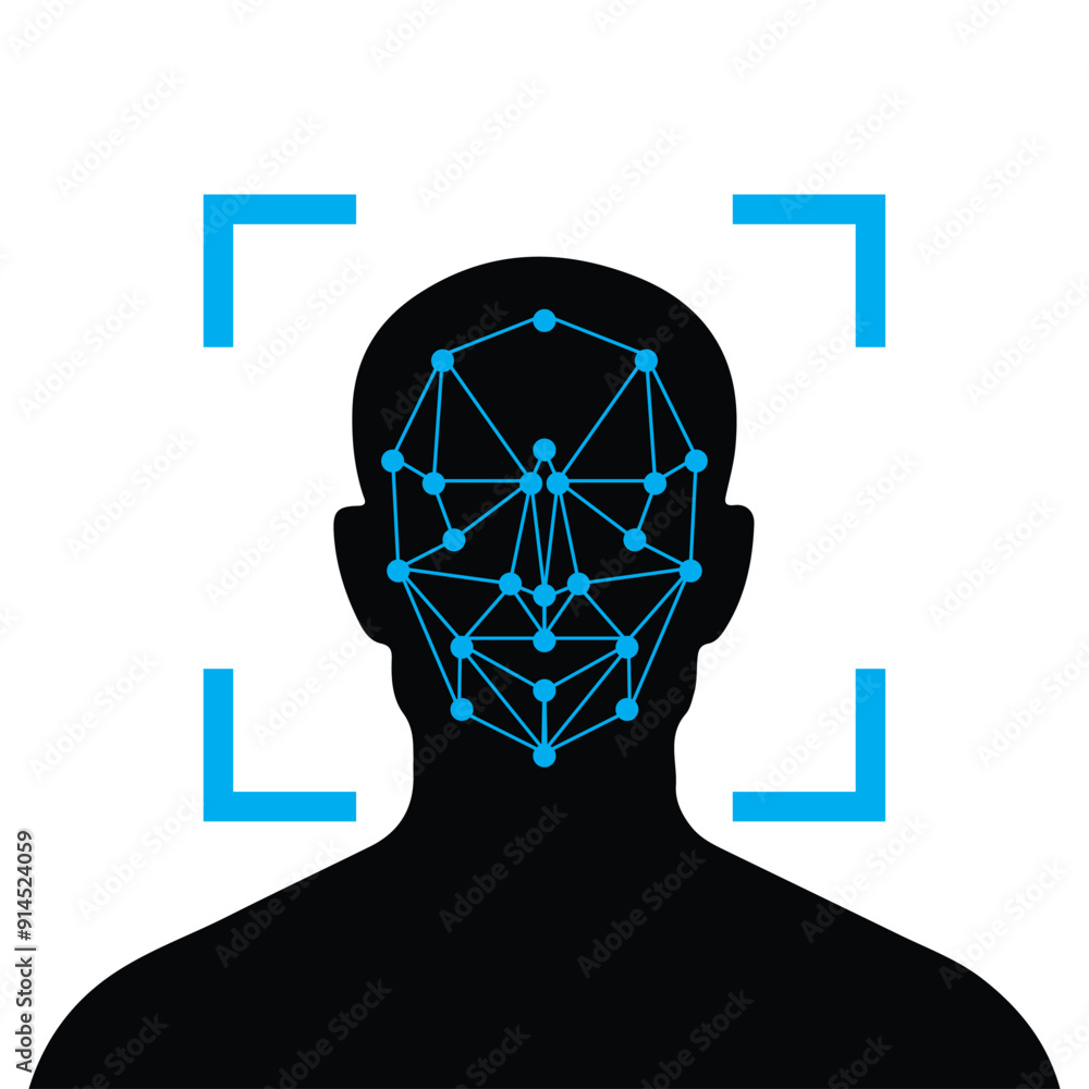 Face Recognition Icon With Check Mark Sign Symbol Vector Illustration Concept Of Facial