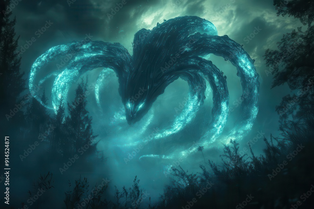 extraterrestrial encounter bioluminescent alien being exploring lush ...