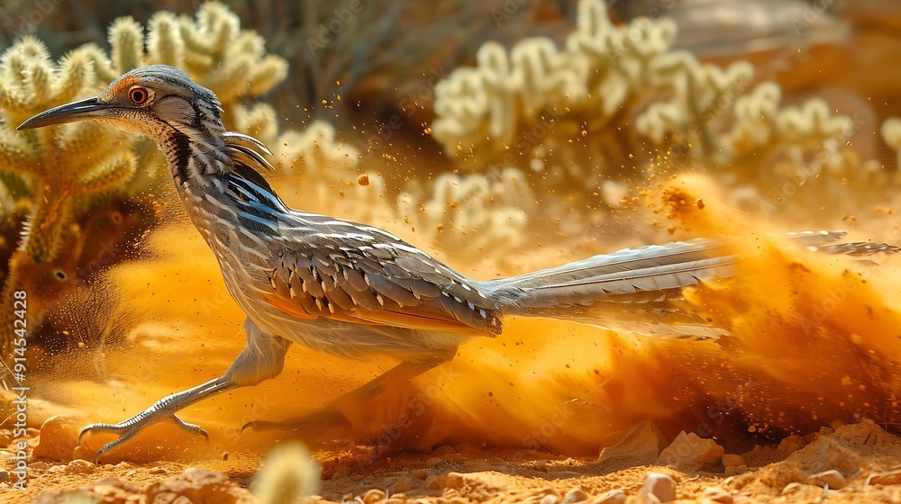 Surreal scene of Greater Roadrunner Geococcyx californianus racing ...