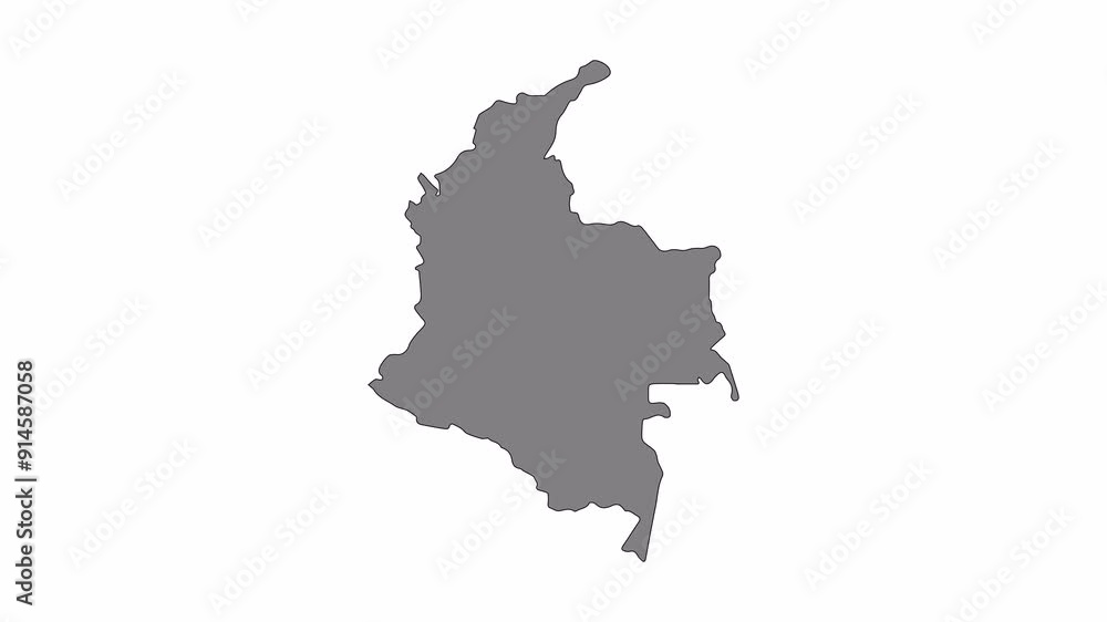Colombia map animation. Black line smoothly transitioning to fill ...