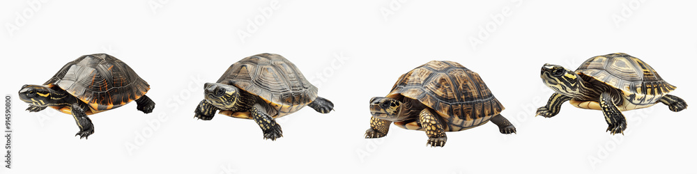 set of A turtle Turtle Slowly Moving Across, slowly making its way ...