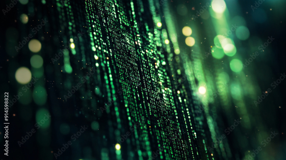 Green matrix background Digital background with falling green matrix ...