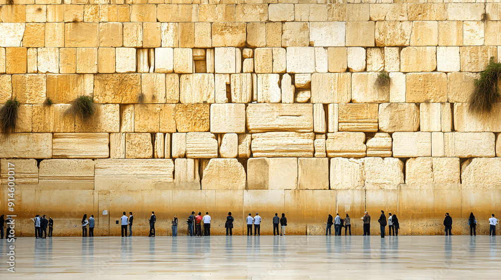 Western Wall in Jerusalem with prayer notes and people praying Stock ...