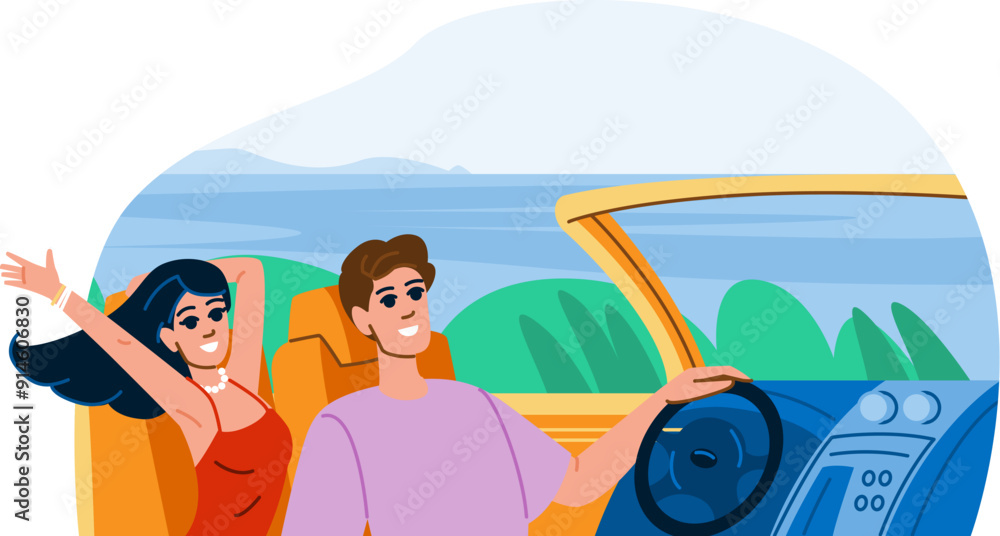 Vetor de car scenic drives vector. drive travel, landscape nature ...