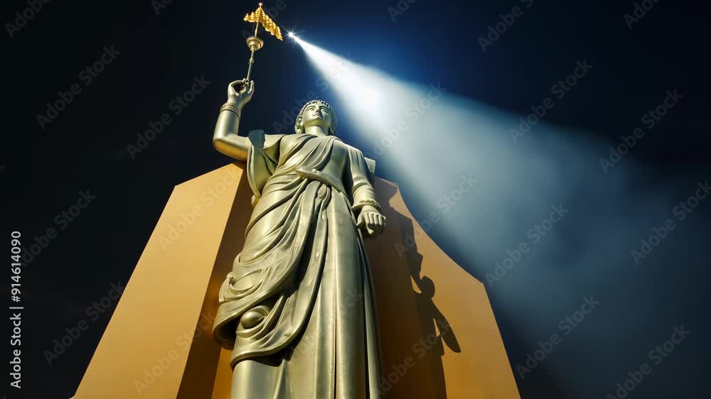 A Beautifully Illuminated Statue at Night, Radiating Bright and ...