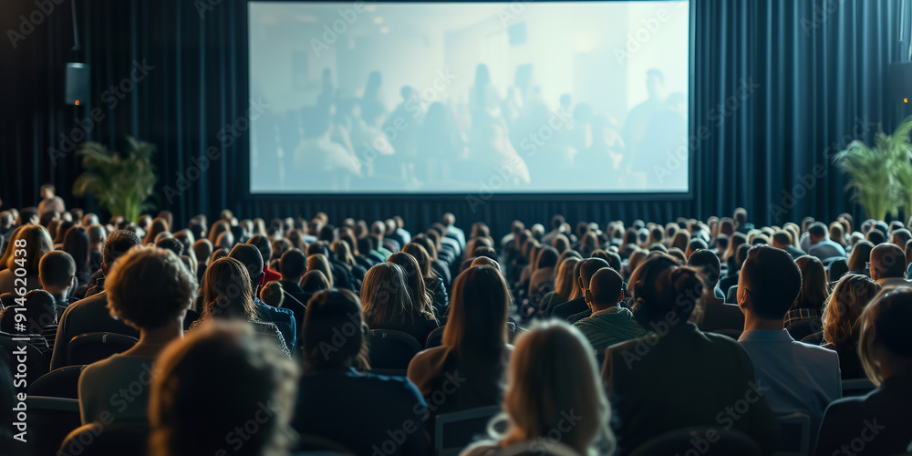Audience Looking at a Screen in a Dark Theater. Stock Photo | Adobe Stock