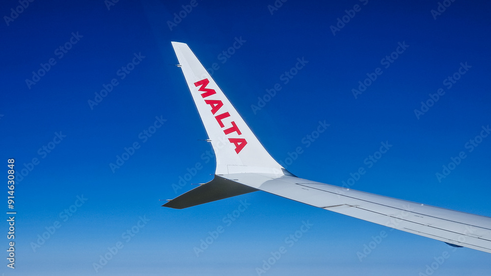 Stockholm, Sweden - May 1, 2024: Malta Air aircraft flying in blue sky ...