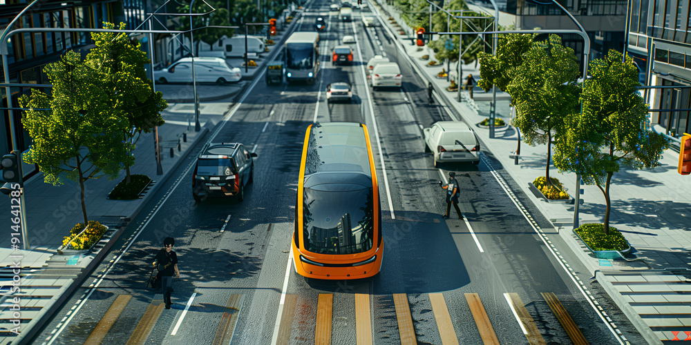 Smart city transit system with AImanaged bus schedules office district ...