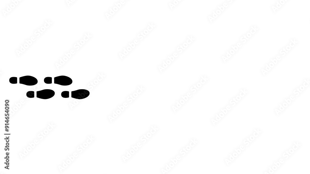 Footprint set 4k video animation. Human boot foot print walk animation ...