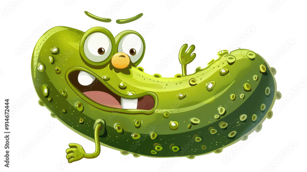 Cartoon cucumber pickle character on transparent background Stock ...