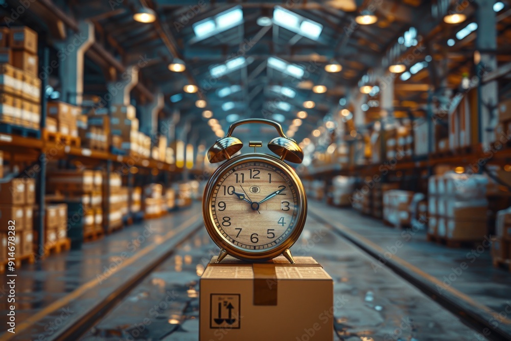 Warehouse Interior Featuring Boxes and Alarm Clock: A Glimpse into ...