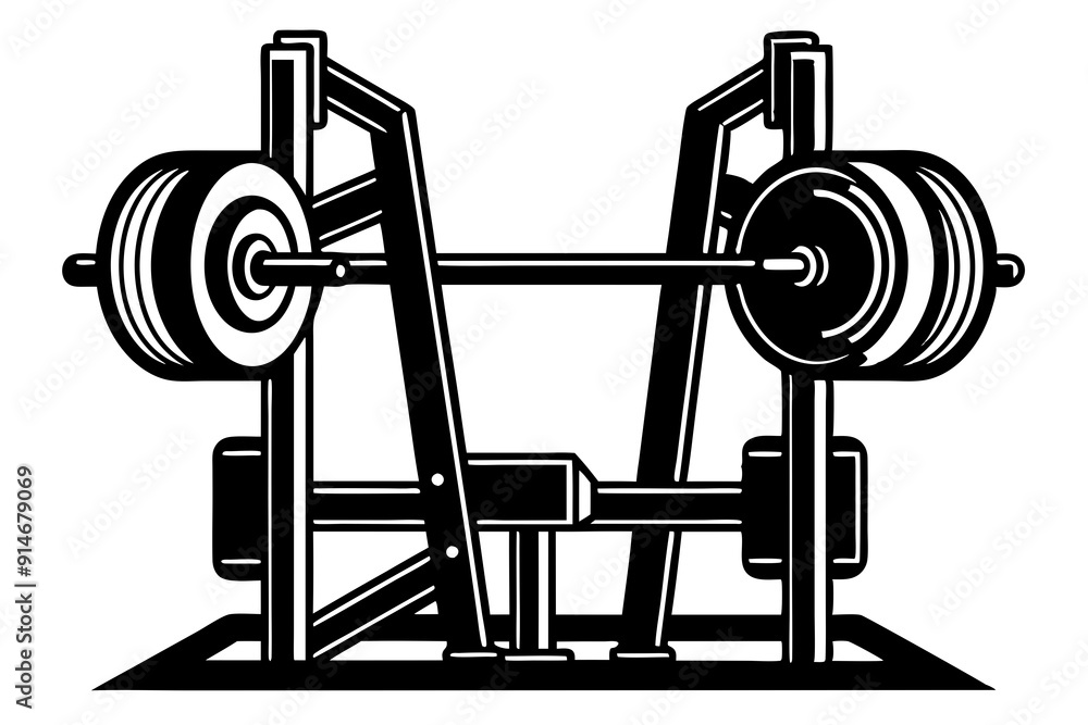 Chest Press Machine Vector Illustration | Line Art Outline Silhouette ...