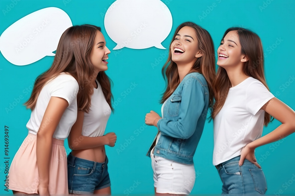 Grupo de hermosas mujeres sorprendidas, dialogando, con rostro muy ...