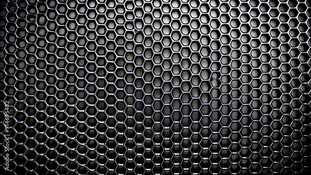Close up of black metal grill mesh texture with a rough pattern for ...