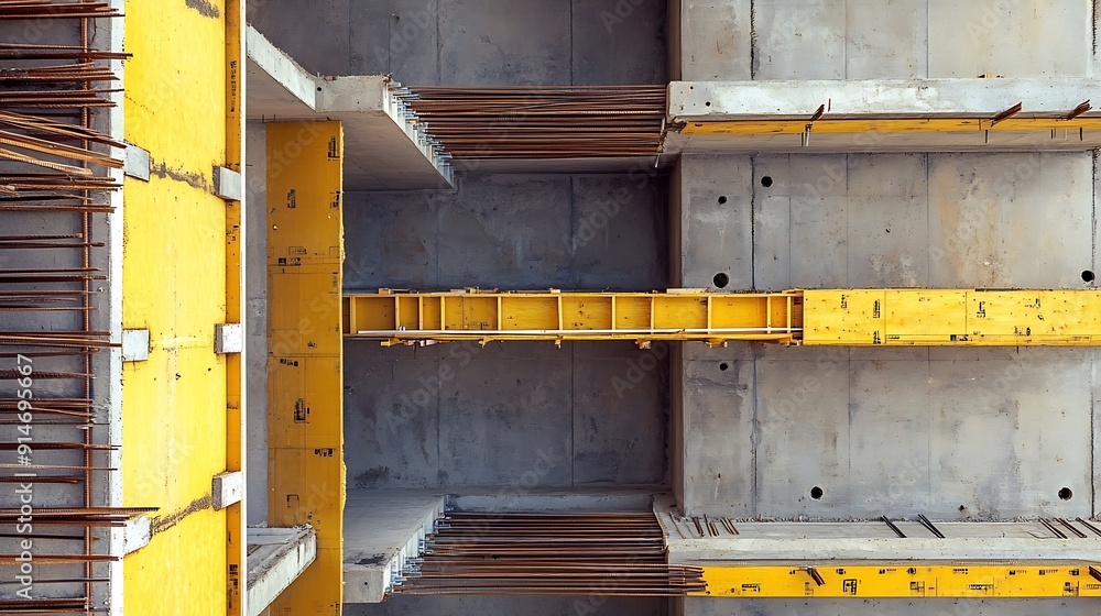 Formwork supports the second floor of a monolithic building ...