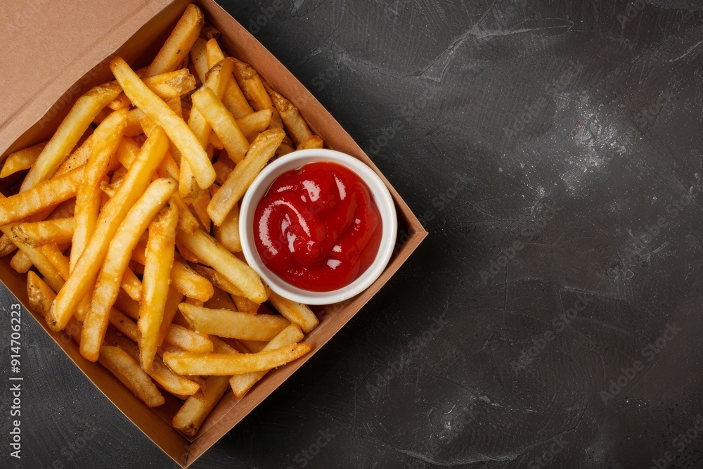 Fast Food Day.Junk Food Day.Greasy Food Day.A box of crispy golden ...
