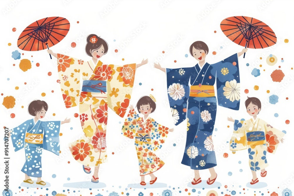 Obon Matsuri,yukata,kimono,household altars.Japan Obon Festival.A ...