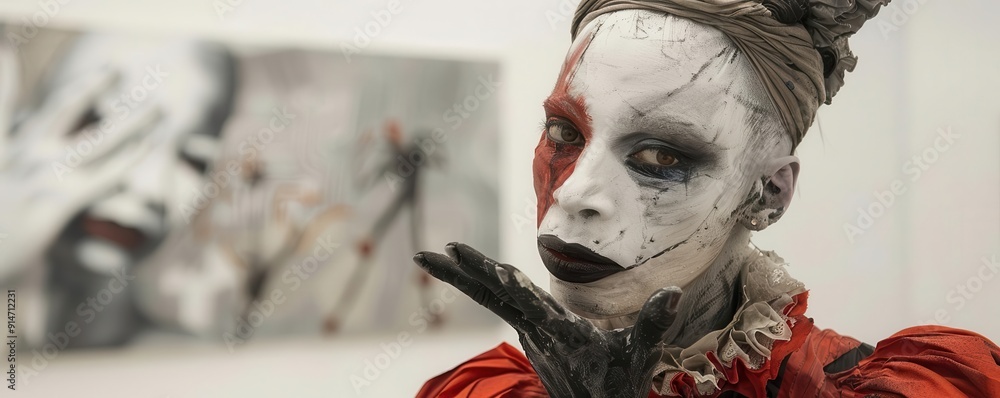 Avantgarde performance art in a gallery setting, focus on, theme ...