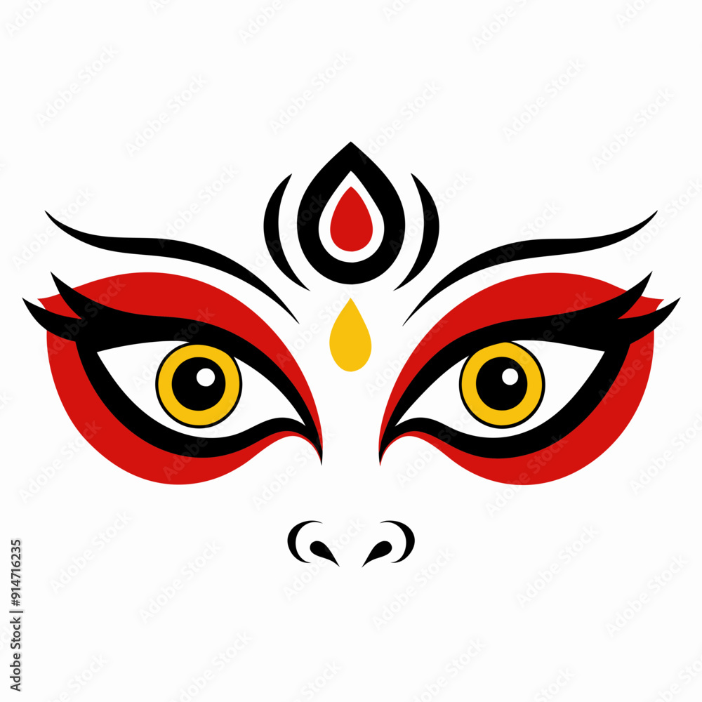 Durga Eyes and Hindu Goddess Faces Vector Illustration - Durga Ma, Kali ...