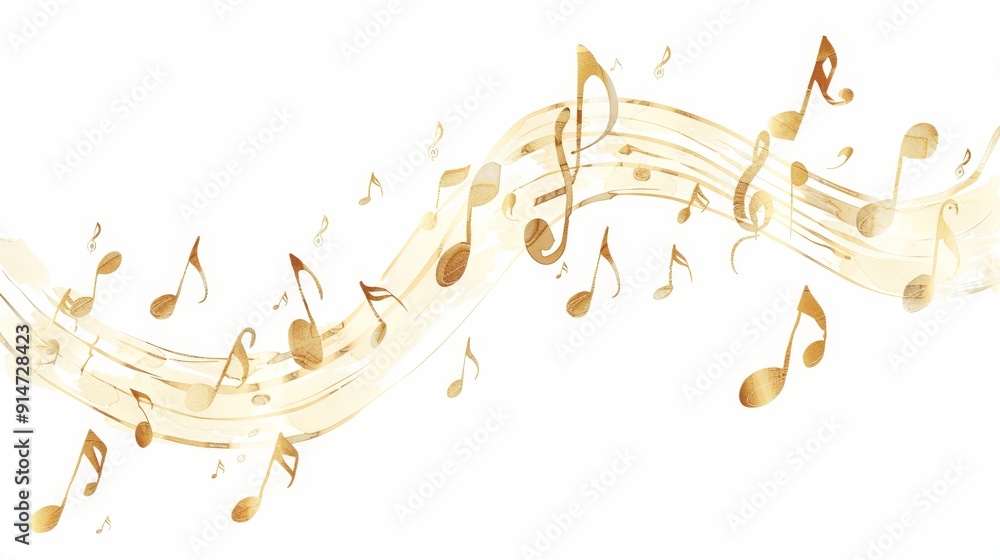 A detailed illustration of musical notes, including whole notes, half ...