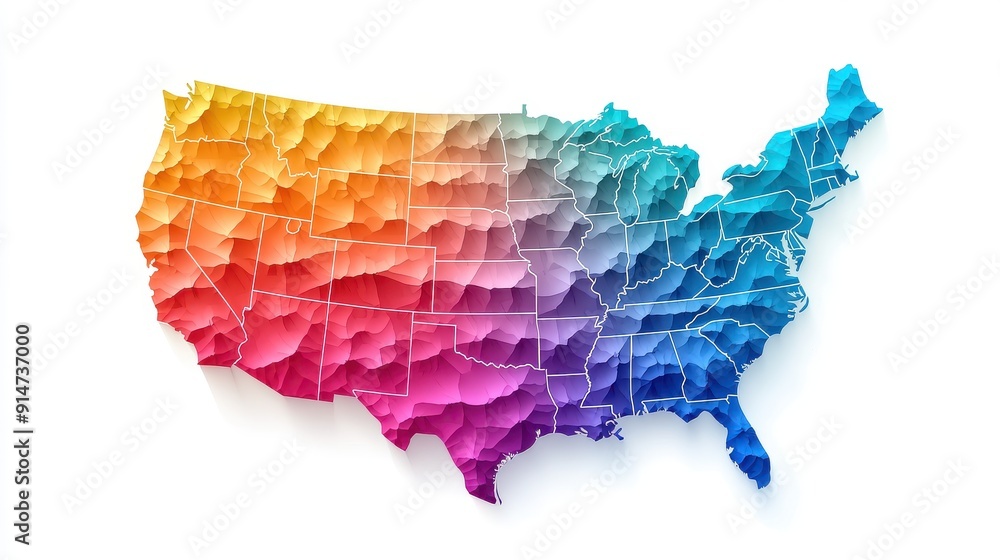08081944 32 United States map in high resolution, detailed and colorful ...