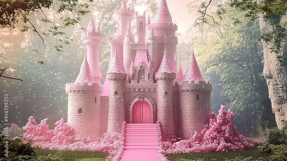 Enchanting 3D Pink Castle Backdrop for Cake Smash Princess ...