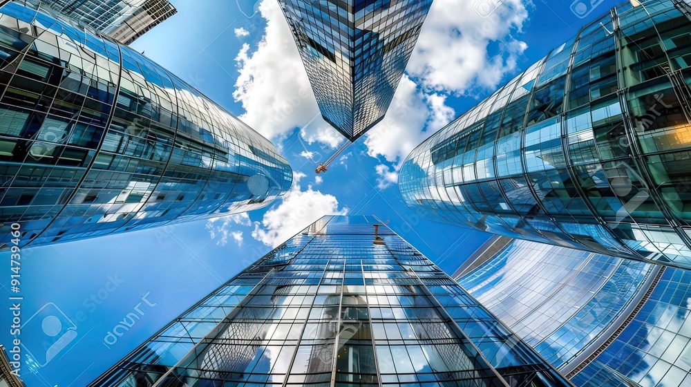 Low angle perspective of London's modern architecture, showcasing ...