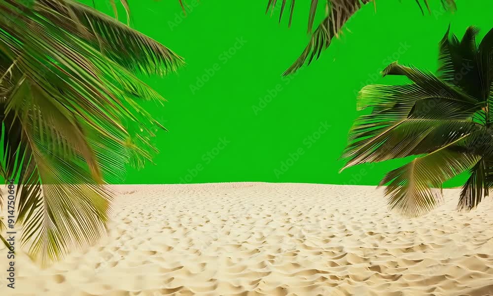 Palm Trees on Sandy Beach with Green Screen Background with ai ...