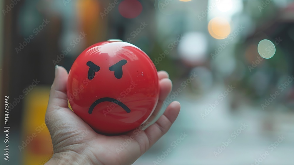 Hand holding sadness or unhappy face and low battery Low energy no ...