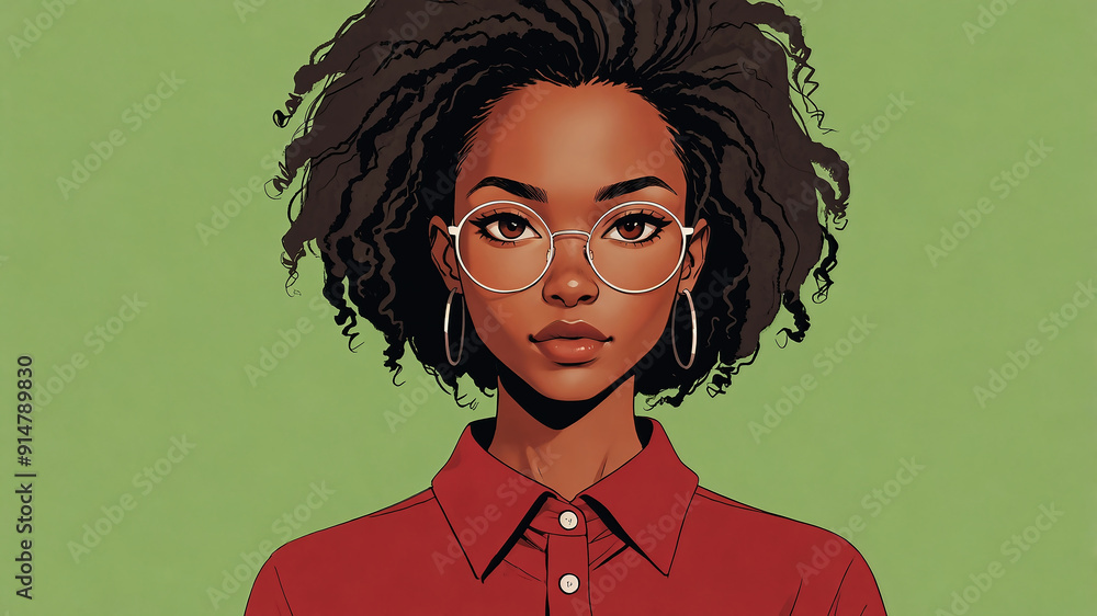 2d cartoon flat design digital art illustration of a portrait of an ...