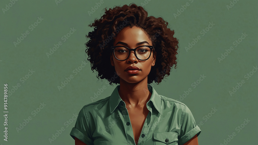 2d cartoon flat design digital art illustration of a portrait of an ...