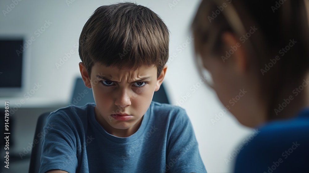 ADHD child at therapists office Naugty unruly hyperactive agitated ...