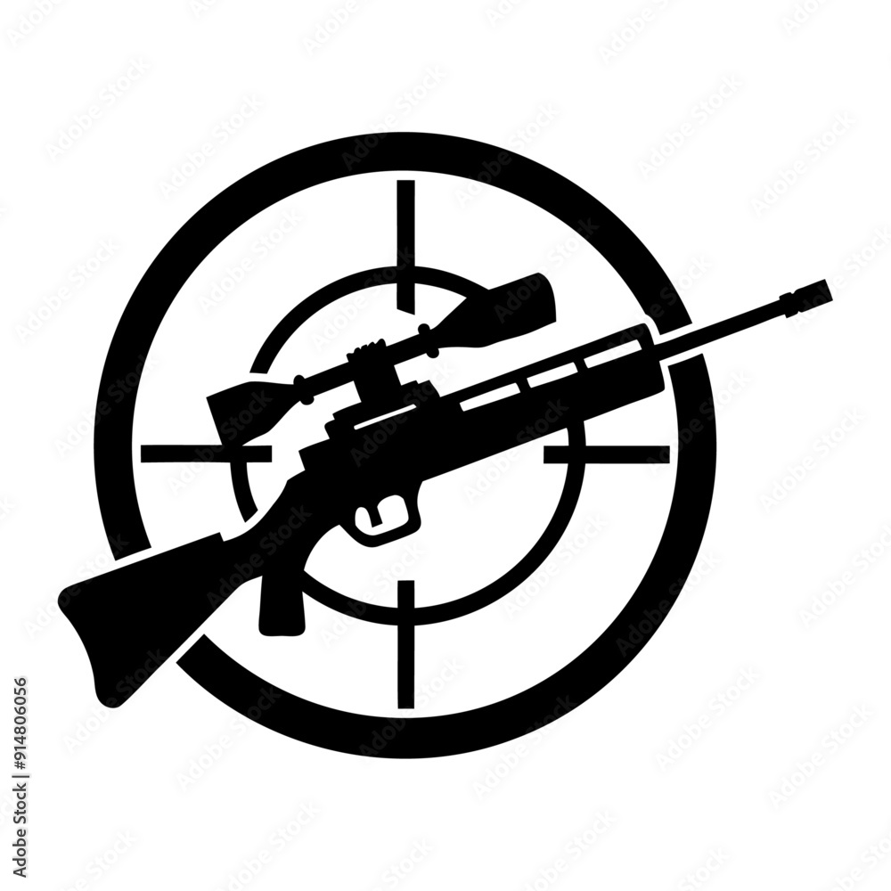 Crosshair sniper aiming gun target pointer icon, army rifle gun hunting ...