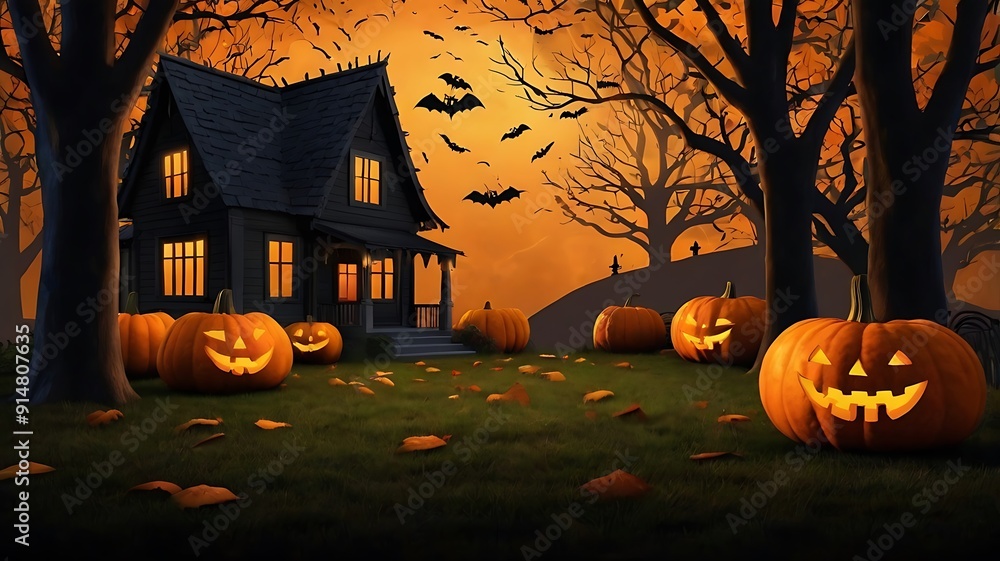 Halloween-themed image with a minimalist layout. On the left side ...