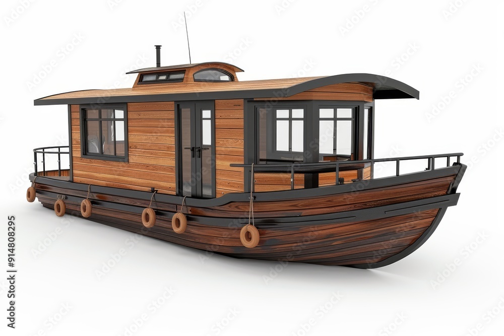 Classic wooden houseboat with modern luxury and timeless design ...