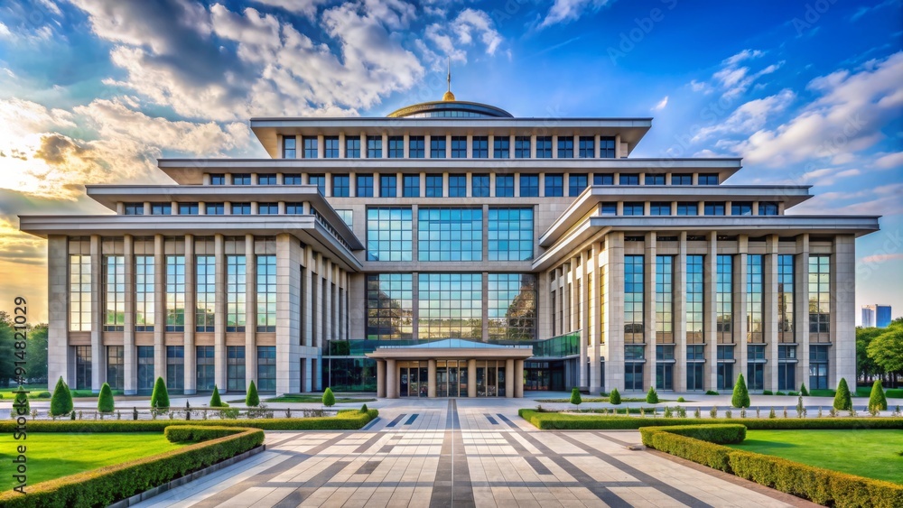 Modern Government Building with a Geometric Courtyard - Landscape ...